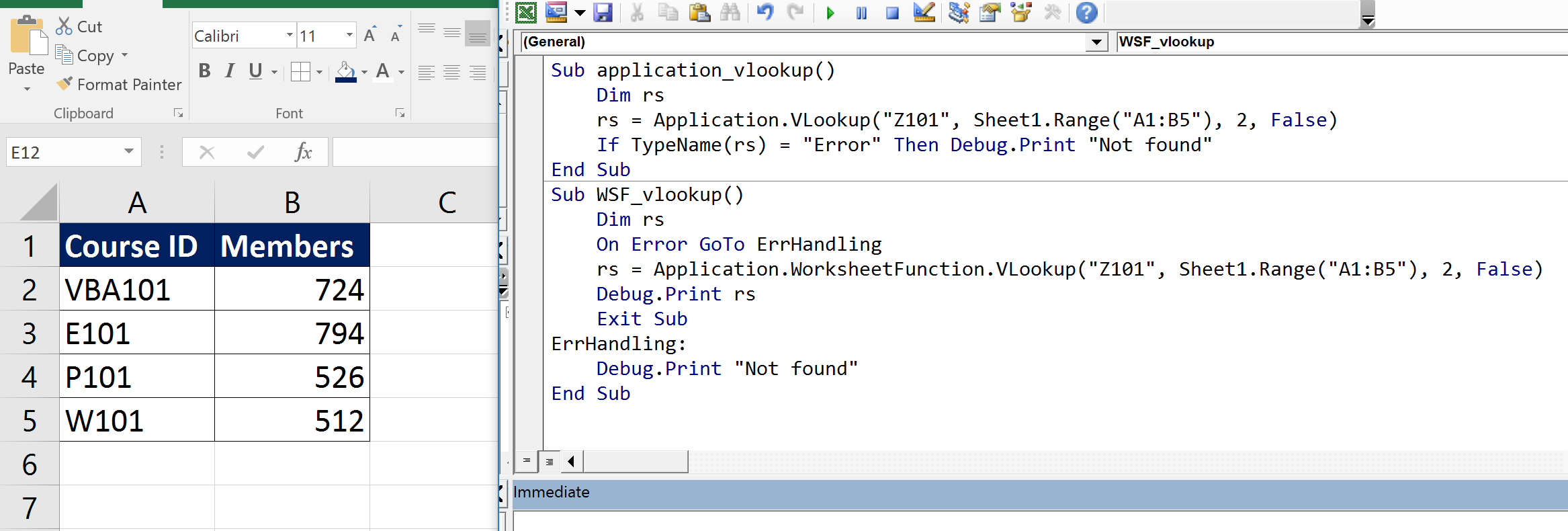 Application VLOOKUP V WorksheetFunction VLOOKUP Trong VBA Excel