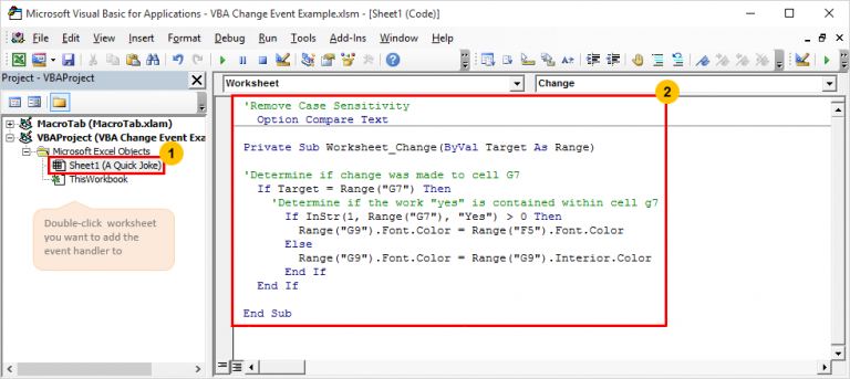 KÍch HoẠt Macros Vba Khi MỘt GiÁ TrỊ Ô Thay ĐỔi Học Excel Online Miễn Phí 