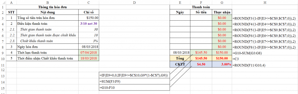 Cách lập bảng kế hoạch thanh toán hóa đơn có chiết khấu thanh toán ...