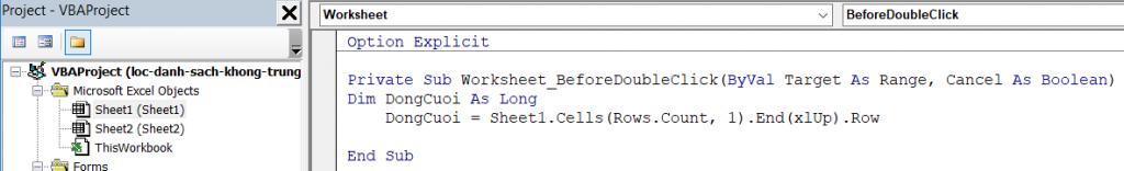 Hướng Dẫn Cách Mở Userform Bằng Thao Tác Double Click Vba Excel Học