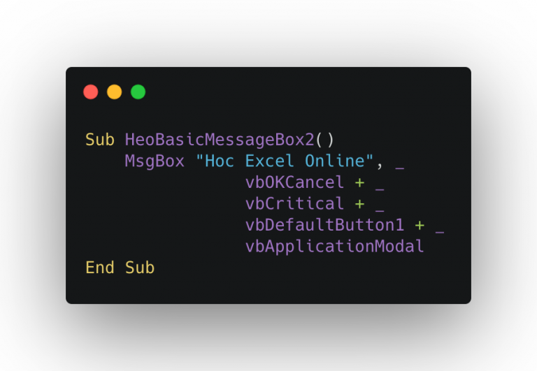 Sử Dụng Msgbox Trong Excel Vba Hướng Dẫn đầy đủ Học Excel Online