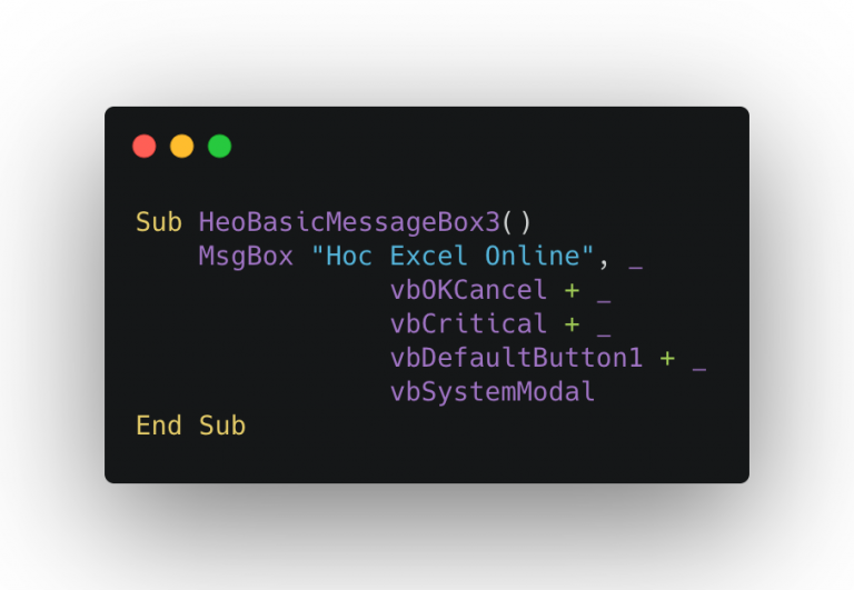 Sử dụng MsgBox trong Excel VBA - hướng dẫn đầy đủ - Học Excel Online